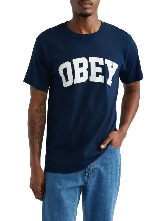 Obey Collegiate Graphic T-shirt - Navy