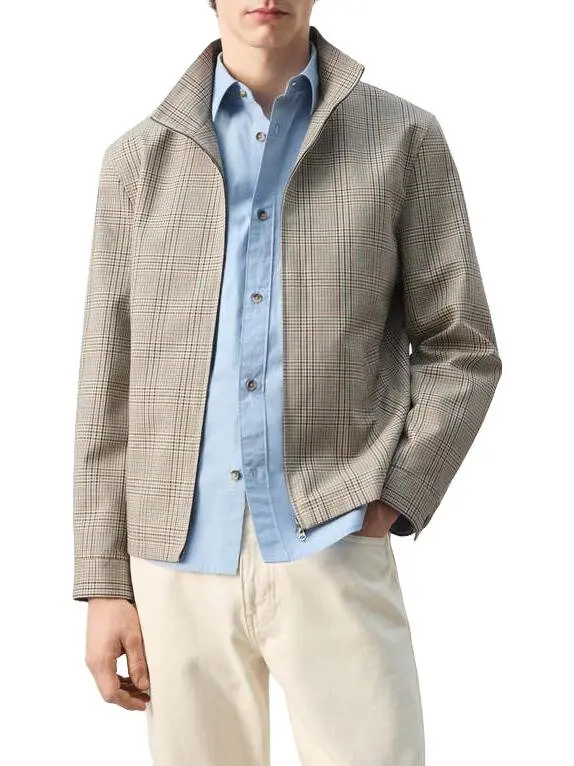 Mango Prince Of Wales Checked Jacket - Grey