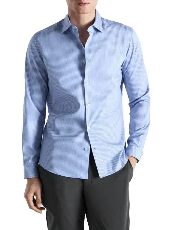 Mango Slim Fit Non-iron Stripe Button-up Shirt - Sky Blue