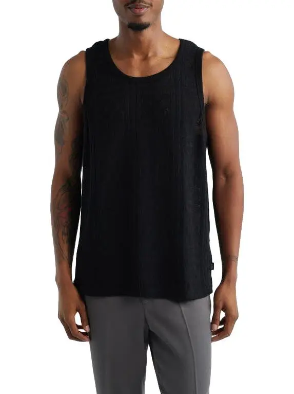 LES DEUX Huxley Cotton Blend Pointelle Tank - Black