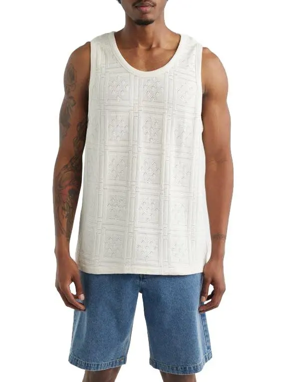 LES DEUX Huxley Cotton Blend Pointelle Tank - Eggnog White