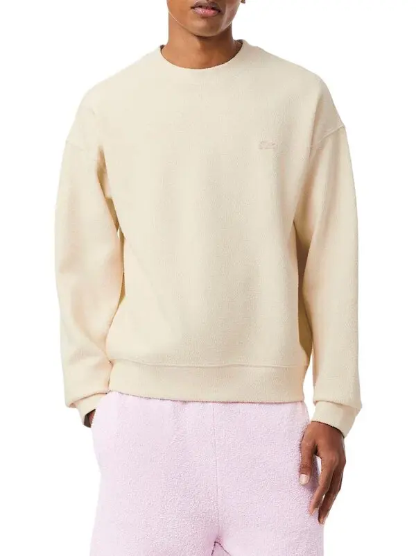Lacoste Relaxed Fit Cotton Blend Piqué Sweatshirt - Naturel Clair