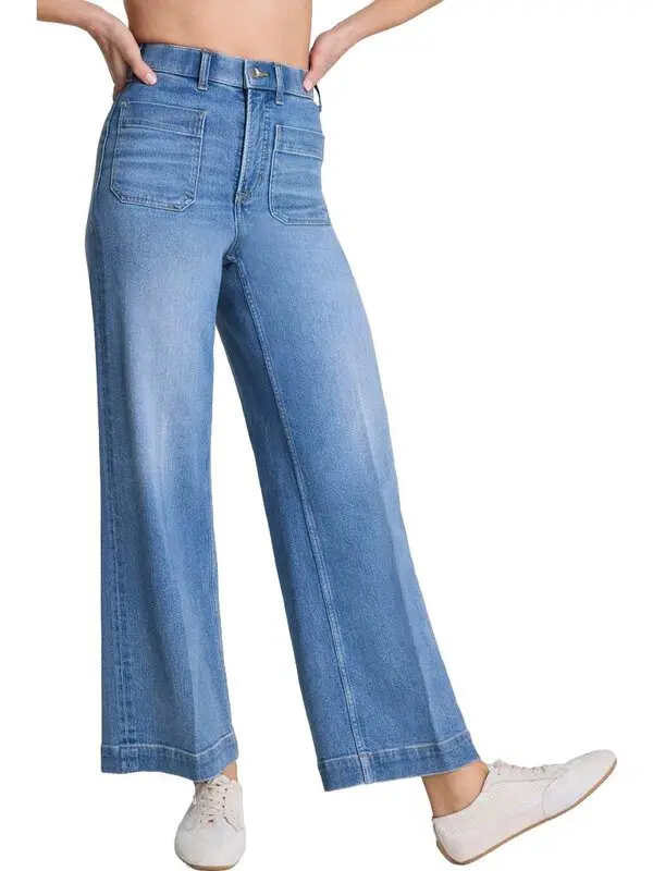 Spanx Authentic 360 Patch Pocket Crop Wide Leg Jeans - Elysian