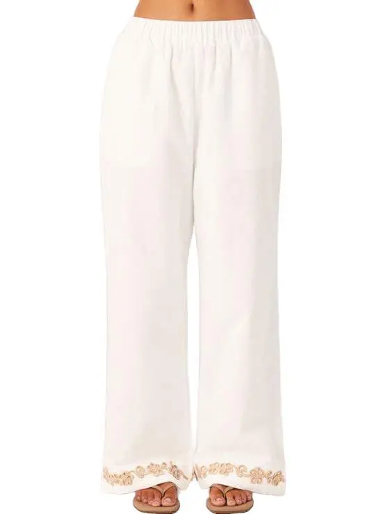 SNDYS Ines Soutache Trim Linen & Cotton Pants - White