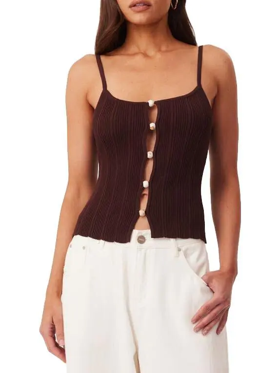 SNDYS Odessa Bead-lined Rib Camisole - Chocolate
