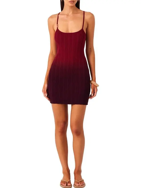 SNDYS Odessa Ombré Rib Minidress - Burgundy Ombre