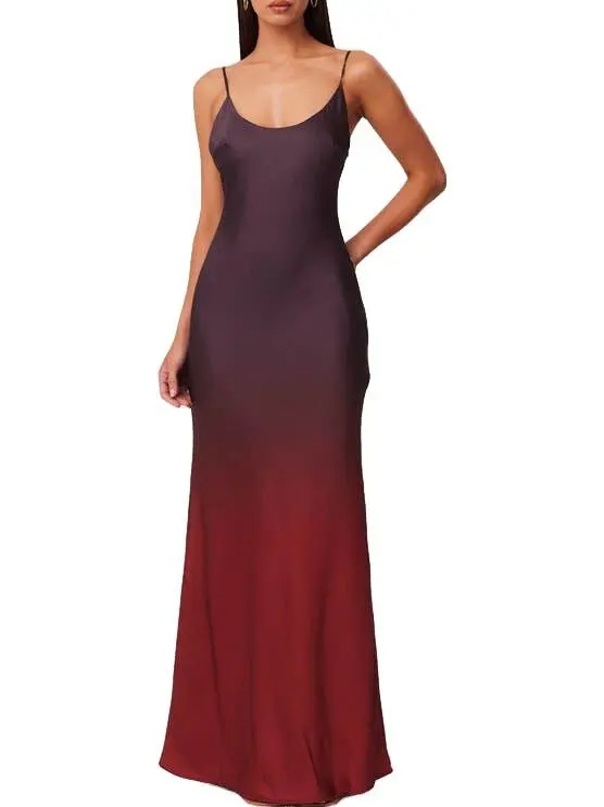SNDYS Amaya Ombré Satin Slipdress - Plum Ombre