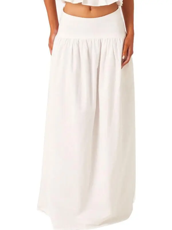SNDYS Nesa Linen & Cotton Blend Maxi Skirt - White