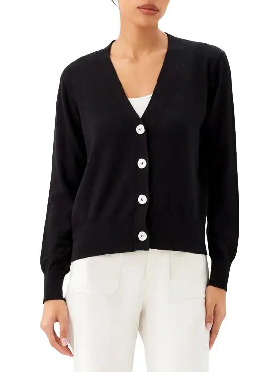 Karen Kane V-neck Button-front Cardigan - Black