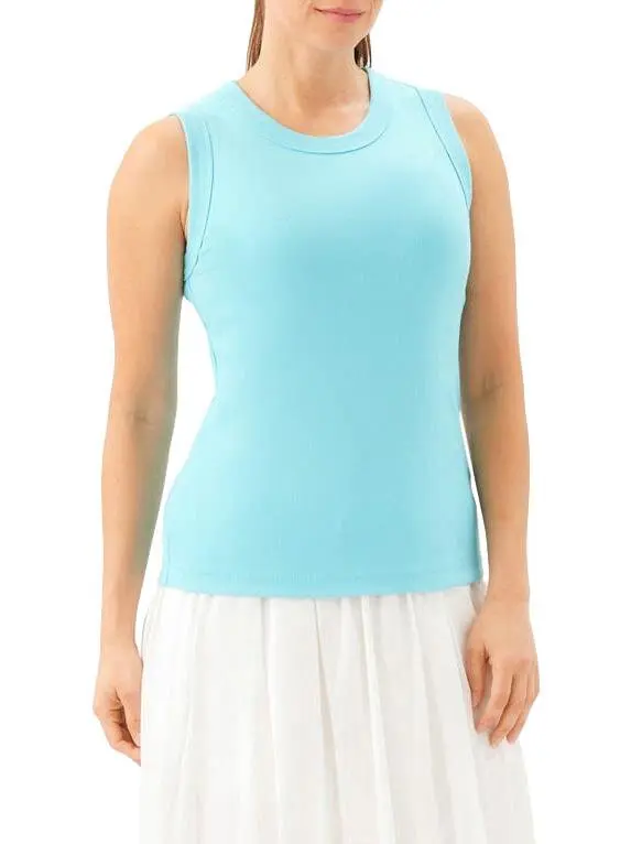 Karen Kane Crewneck Rib Tank - Aqua