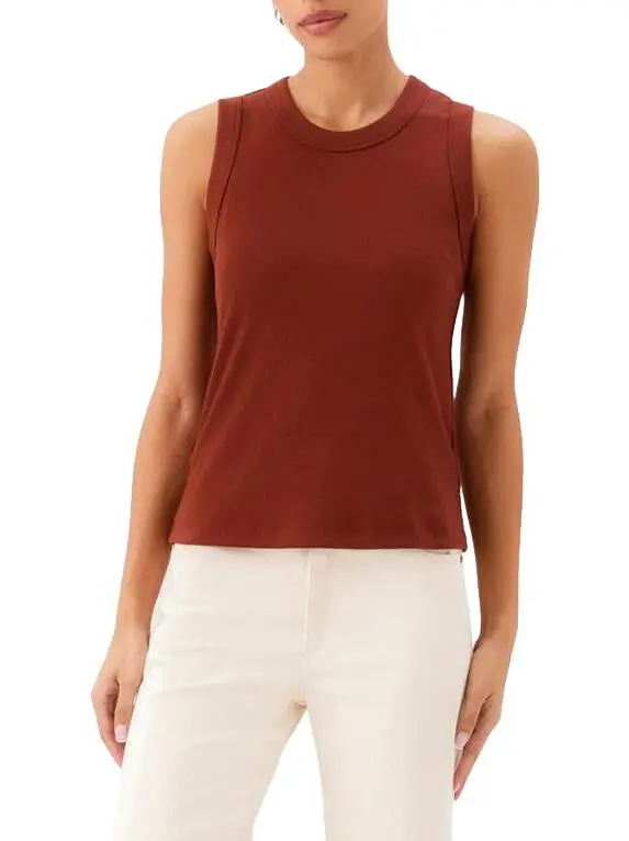 Karen Kane Crewneck Rib Tank - Chocolate