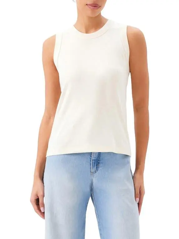Karen Kane Crewneck Rib Tank - Cream