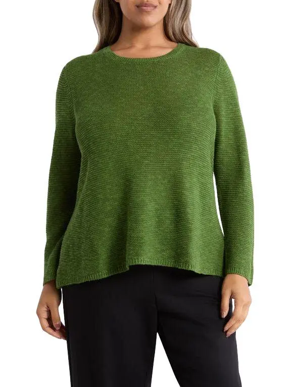 Eileen Fisher Organic Linen And Cotton Crewneck Pullover - Field