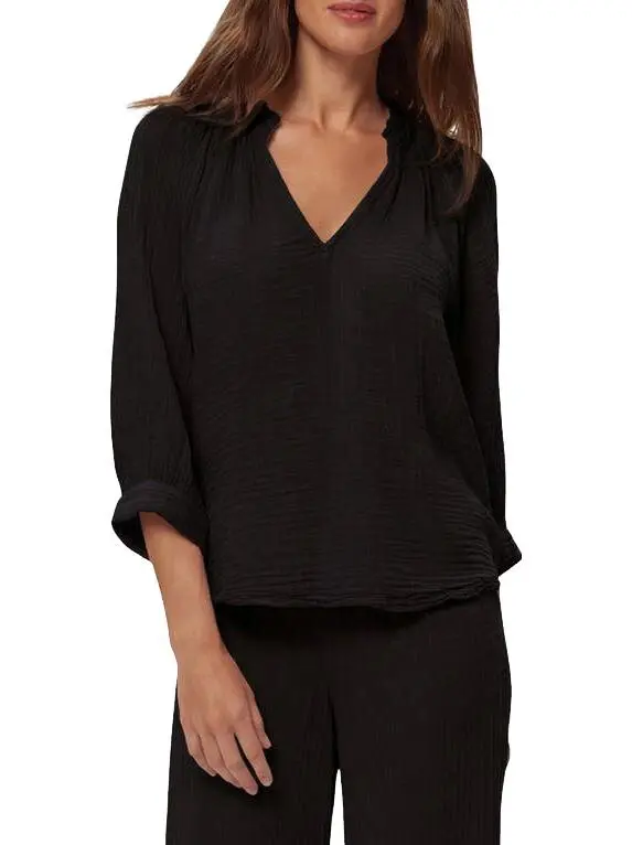 Michael Stars Kali Ruffle Neck Top - Black