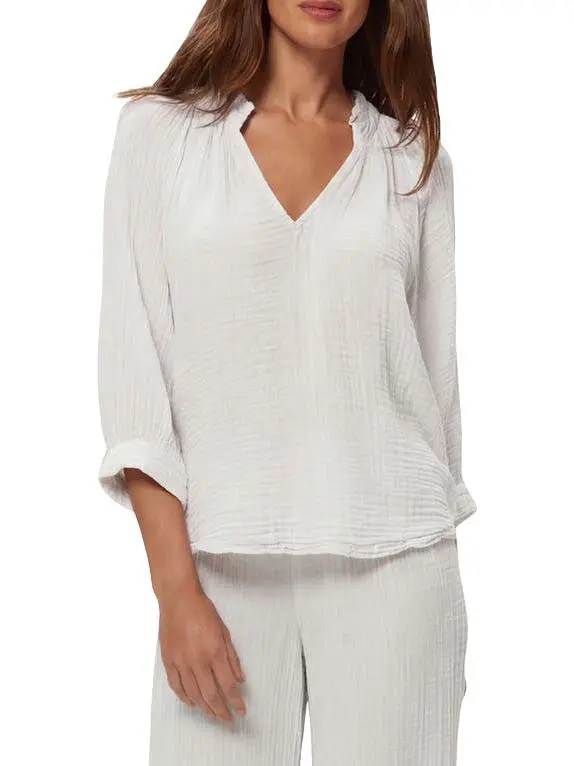 Michael Stars Kali Ruffle Neck Top - White