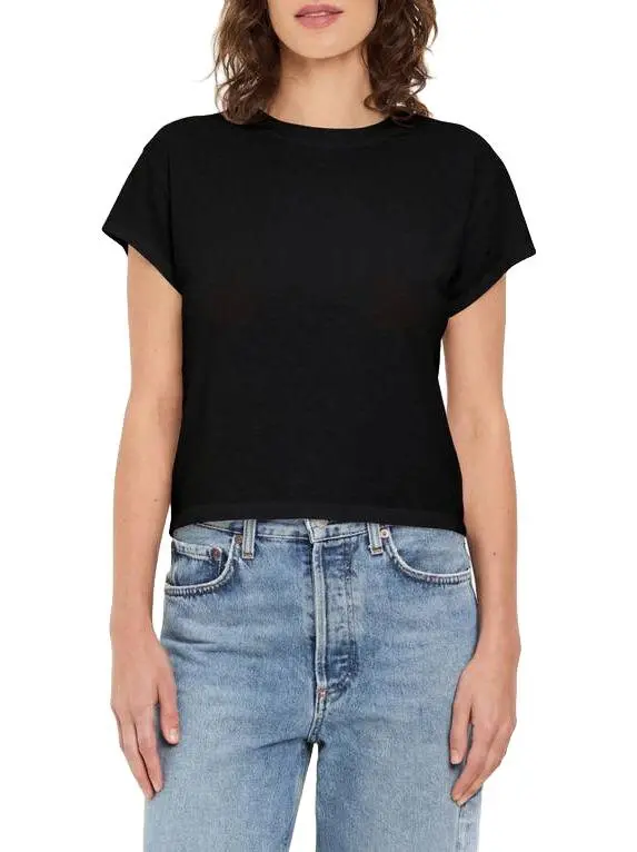 Michael Stars Grayson Cropped Crewneck T-shirt - Black