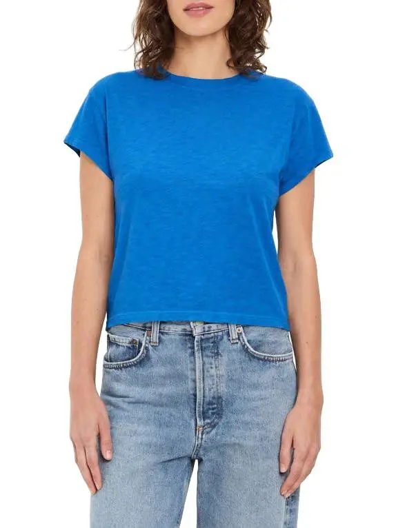 Michael Stars Grayson Cropped Crewneck T-shirt - Blue Ribbon