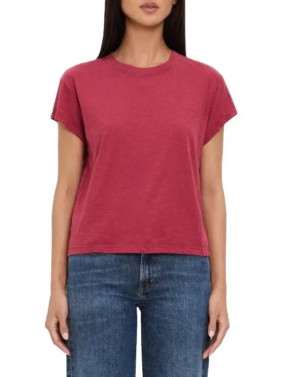 Michael Stars Grayson Cropped Crewneck T-shirt - Claret