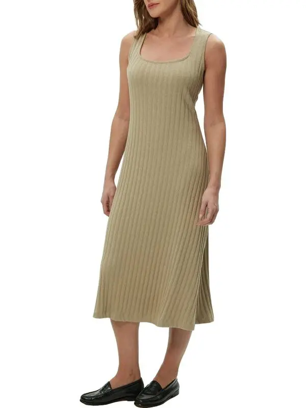 Michael Stars Sofia Wide Rib Sleeveless Knit Midi Dress - Macadamia