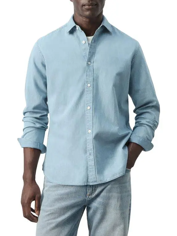 Mango Denim Button-up Shirt - Light Blue