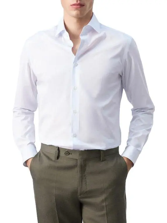Mango Slim Fit Stripe Cotton Button-up Shirt - White