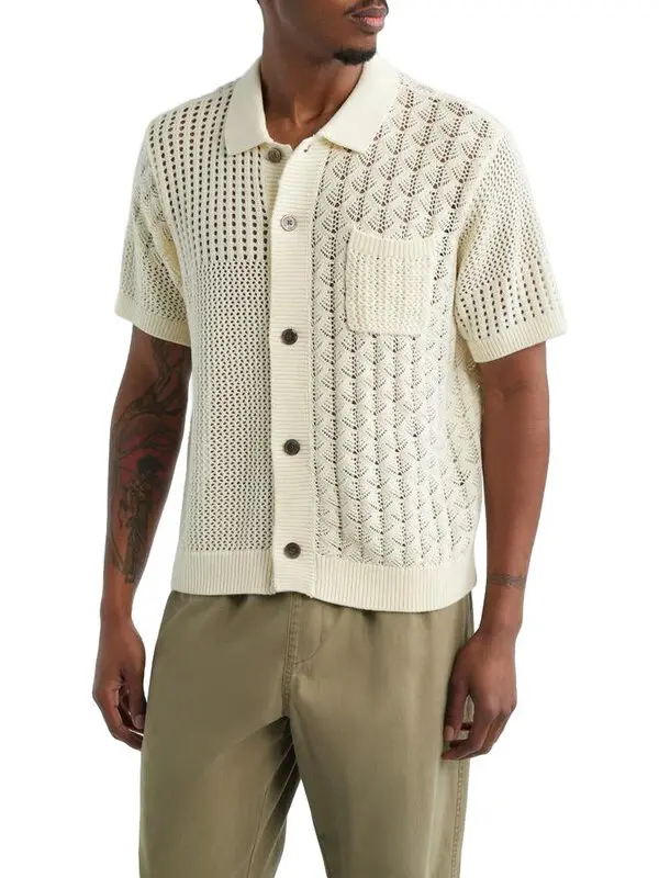 Obey Preston Short Sleeve Cardigan - Natural