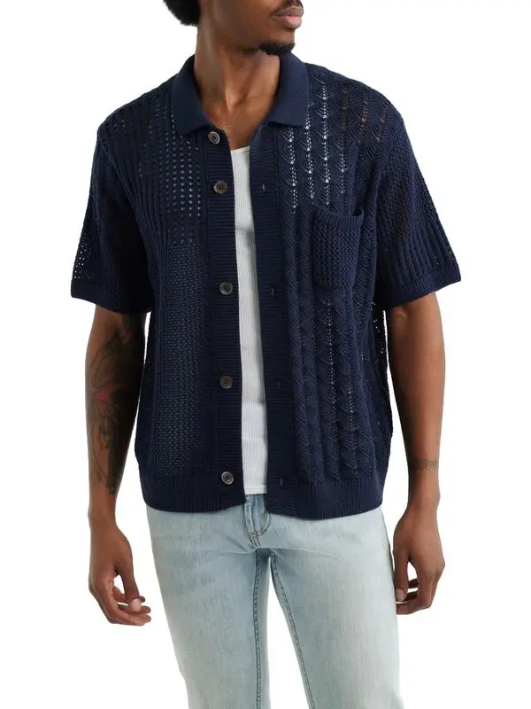 Obey Preston Short Sleeve Cardigan - Navy