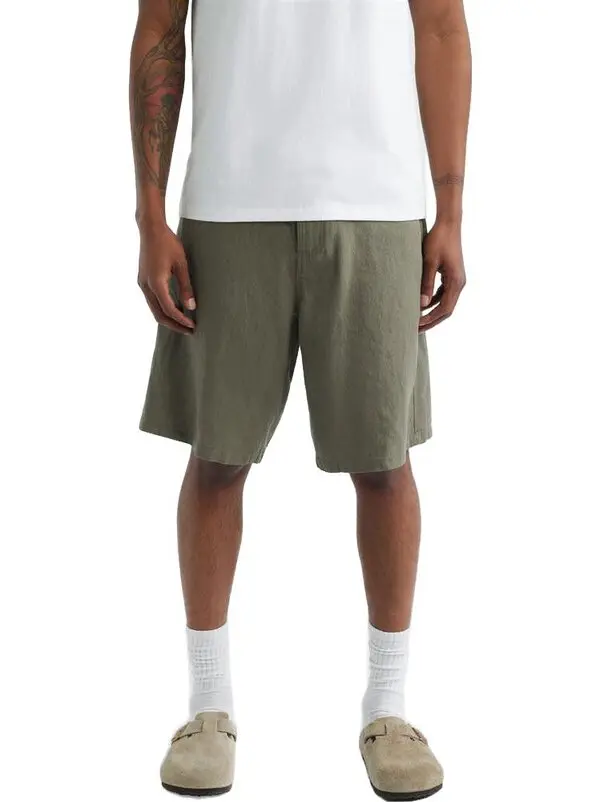 Obey Devin Baggy Linen Blend Shorts - Smokey Olive