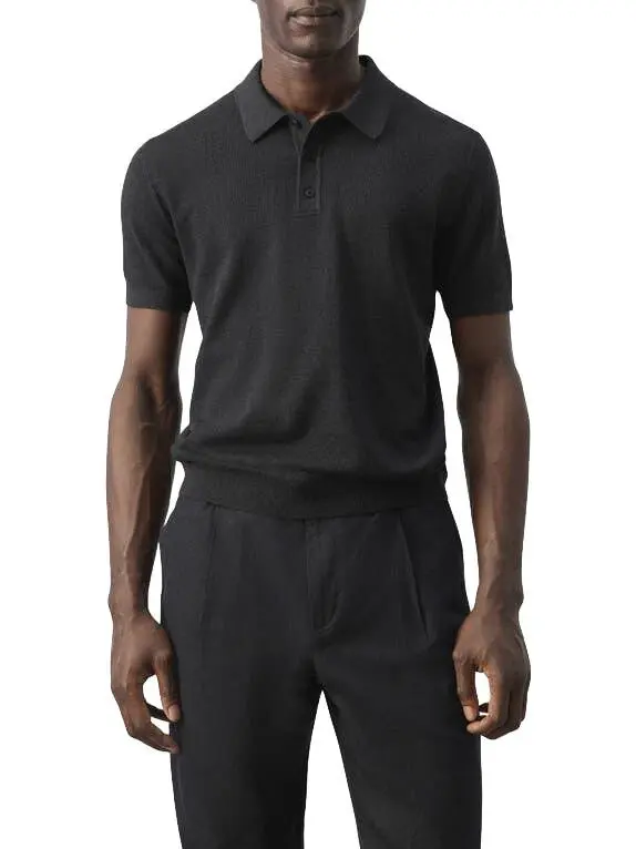 Mango Fine Knit Polo - Black