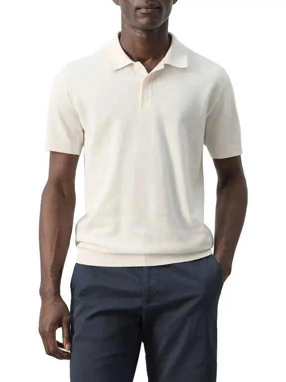 Mango Fine Knit Polo - Ivory White