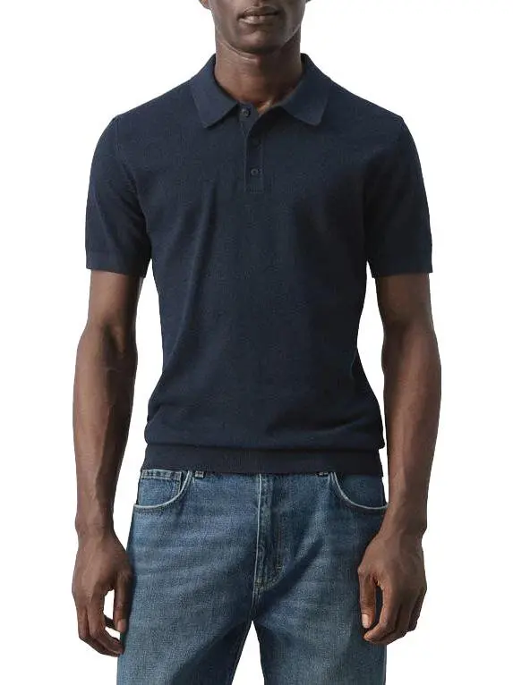 Mango Fine Knit Polo - Navy