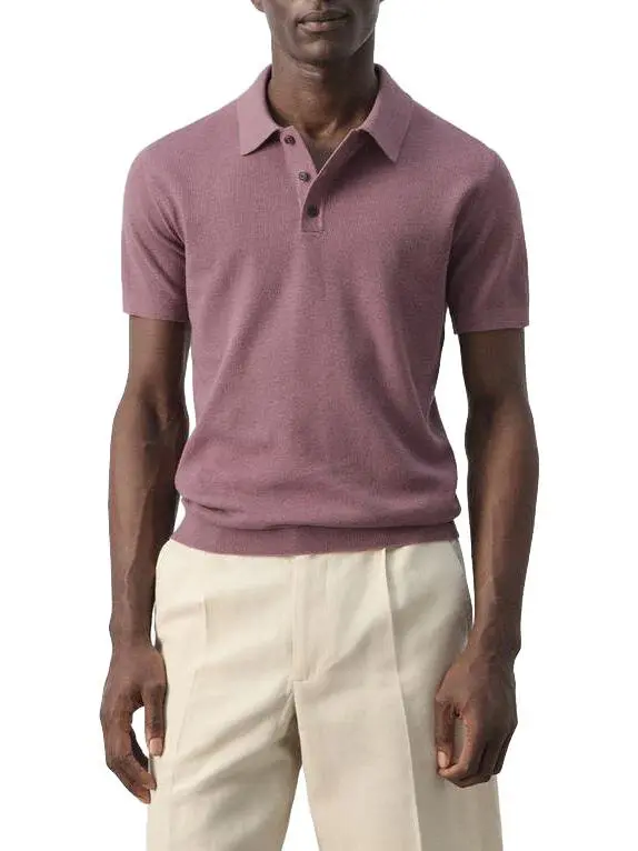 Mango Fine Knit Polo - Plum