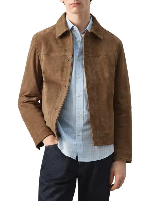 Mango Suede Jacket - Cognac