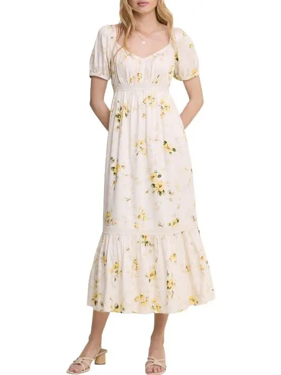 NOBODY'S CHILD Maryam Floral Midi Dress - White