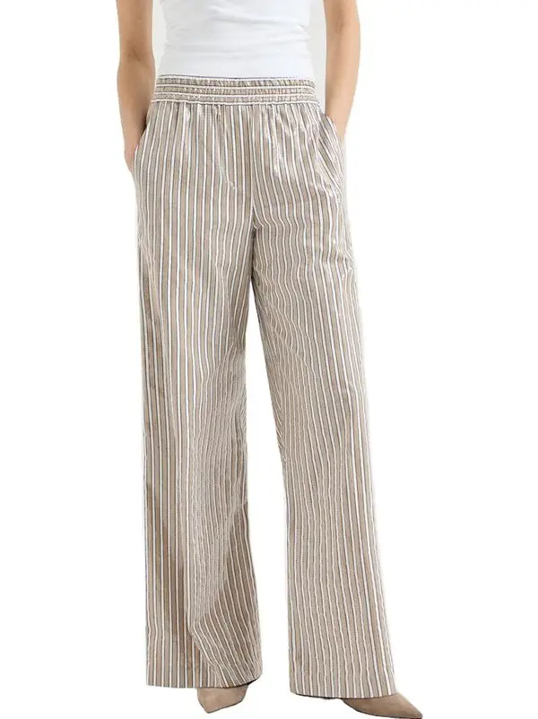 Brunello Cucinelli Striped Poplin Trousers - Beige