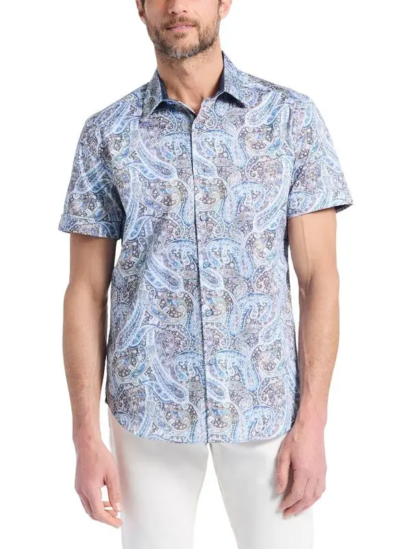 Robert Graham Melrose Short Sleeve Stretch Cotton Button-up Shirt - Multi