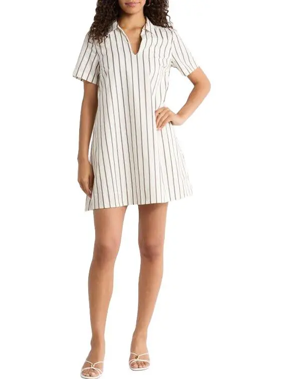 SUGARLIPS Kamara Stripe Cotton Shirt Dress - Marshmallow