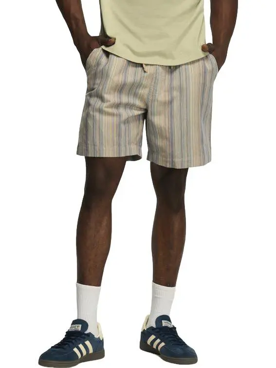 Lucky Brand Linen Blend Striped Shorts - Blue Multi