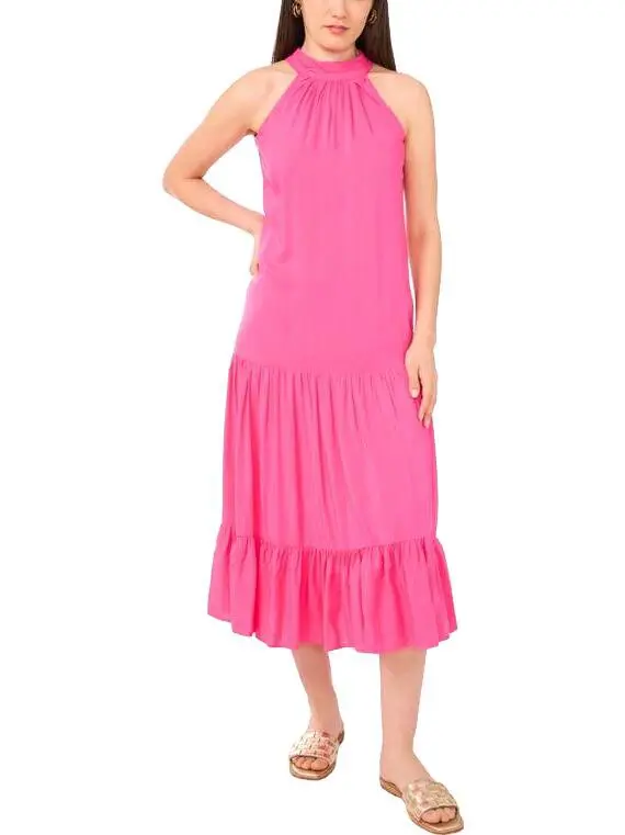 Vince Camuto Tiered Midi Dress - Hot Pink