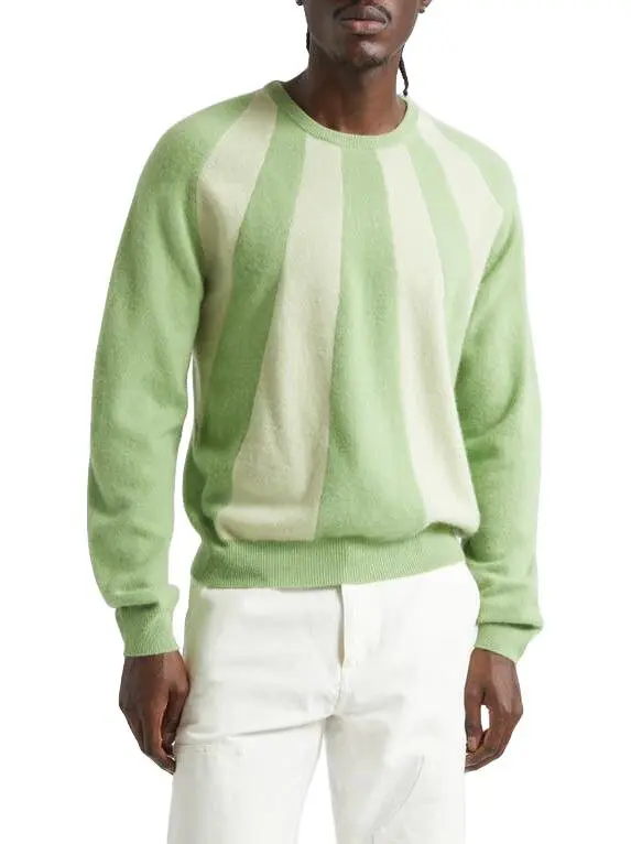 Frenckenberger Mini Sunray Stripe Cashmere Crewneck Sweater - Green/pastel Green