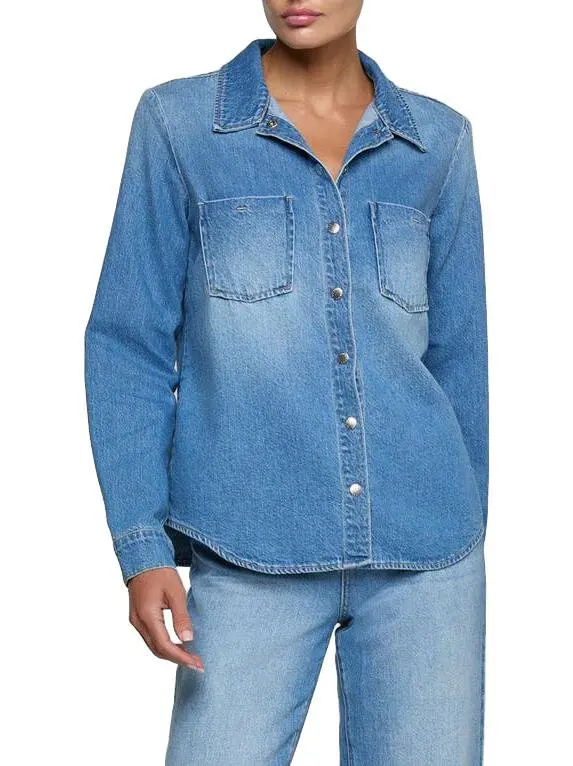 L'Agence Isla Cotton Denim Snap-up Shirt - Anaheim