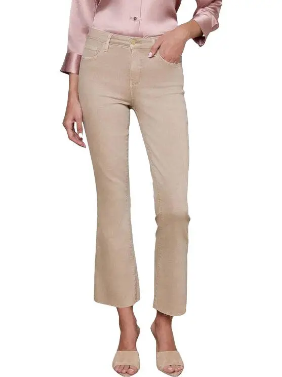L'Agence Kendra High-rise Cropped Flare Jeans - Biscuit