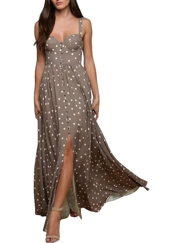 L'Agence Rosette Dot Sleeveless Maxi Dress - Cardamom/ecru Polka Dot