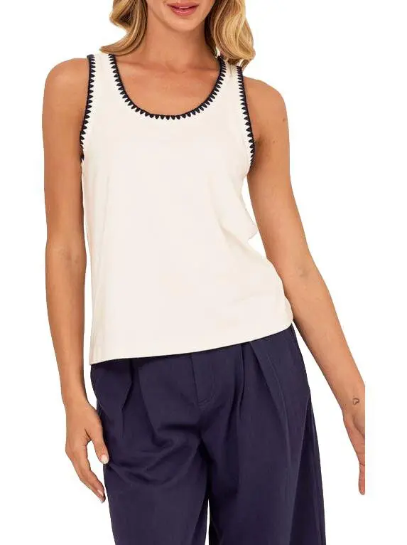 THREADS 4 THOUGHT Genevieve Contrast Trim Tank - White