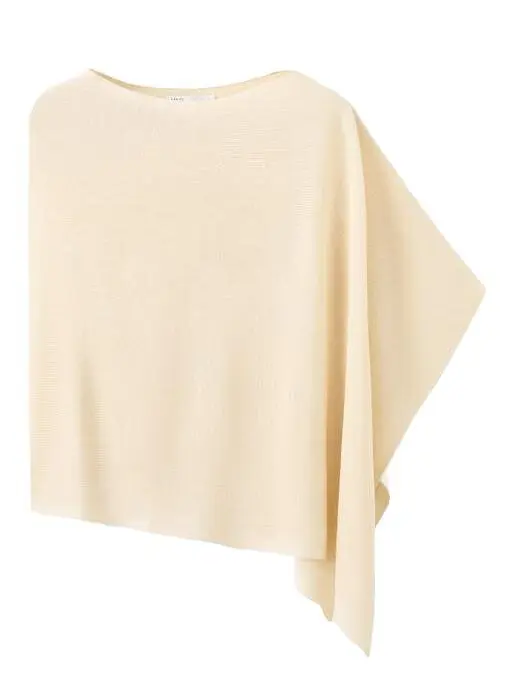 Mango Asymmetrical Hem Knit Cape - Pastel Yellow