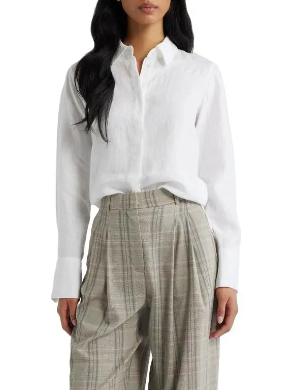 Mango Linen Button-up Shirt - White