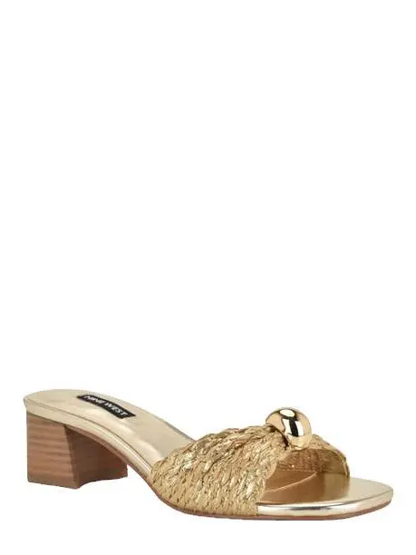 Nine West Gerry Block Heel Sandal - Gold