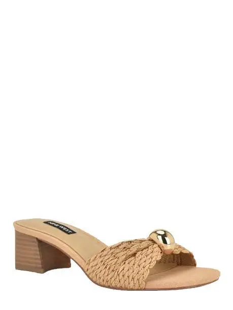 Nine West Gerry Block Heel Sandal - Light Natural