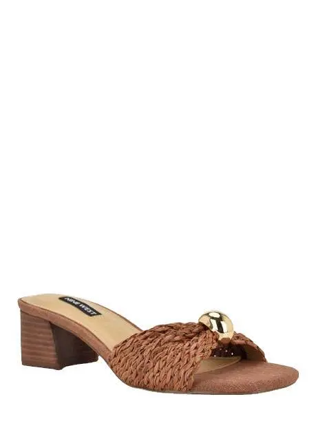 Nine West Gerry Block Heel Sandal - Medium Brown
