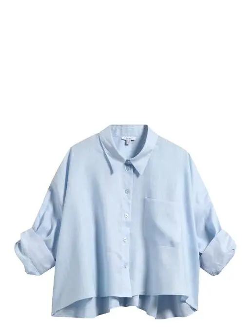 REISS Solena Linen Button-up Shirt - Light Blue